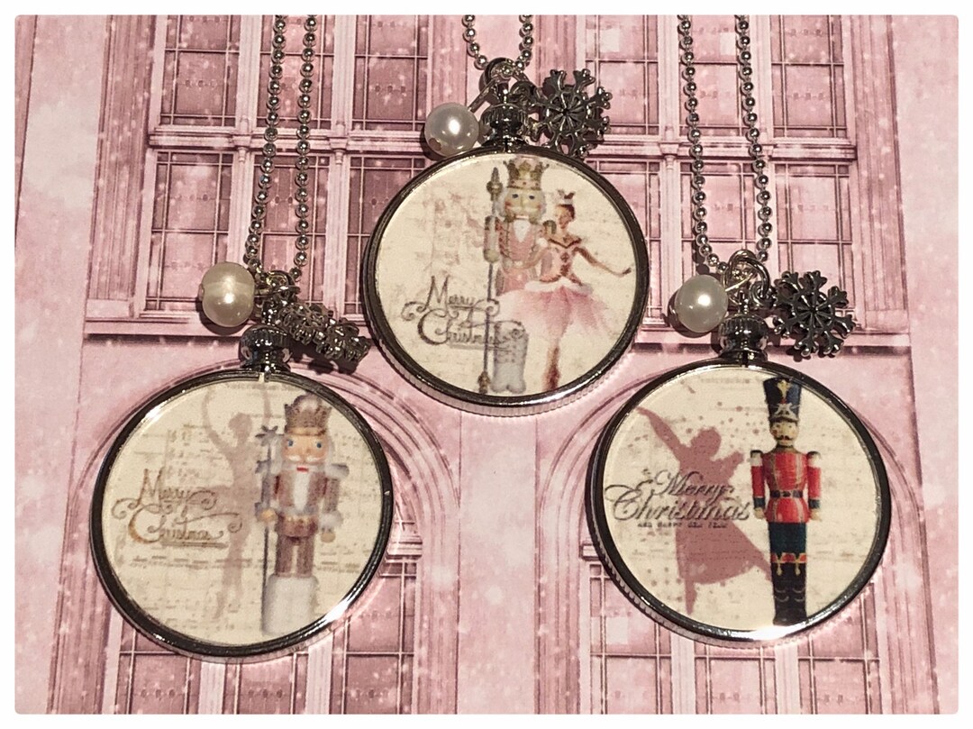 Nutcracker Ballerina Locket Necklace, Snowflake Charm & Pearl - Etsy