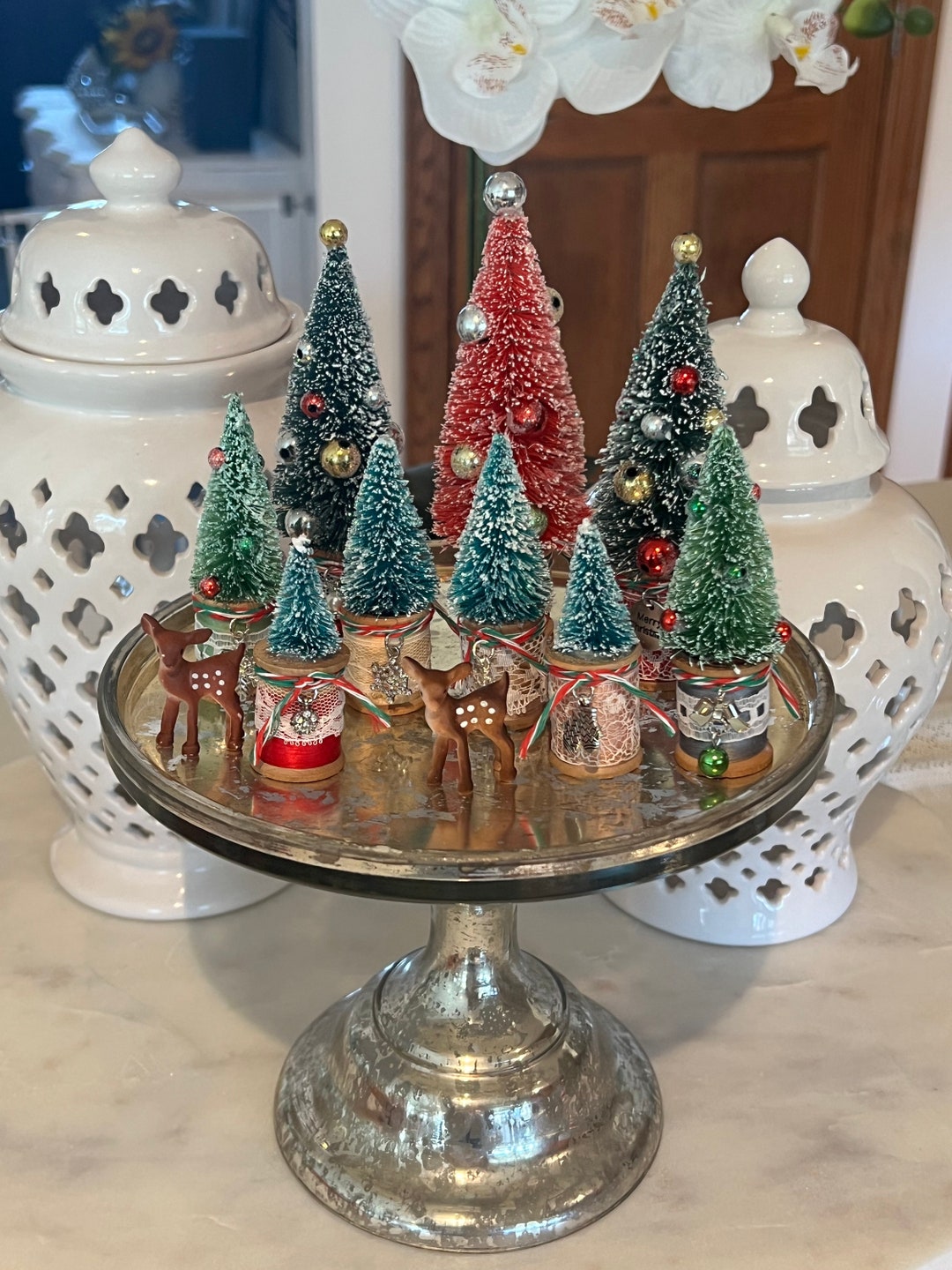 Red & Green Vintage Spool Trees - Etsy