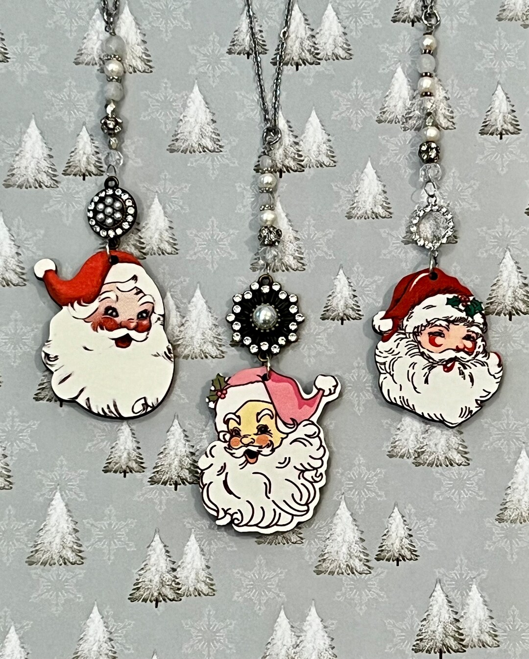 Beaded Santa Pendants - Etsy