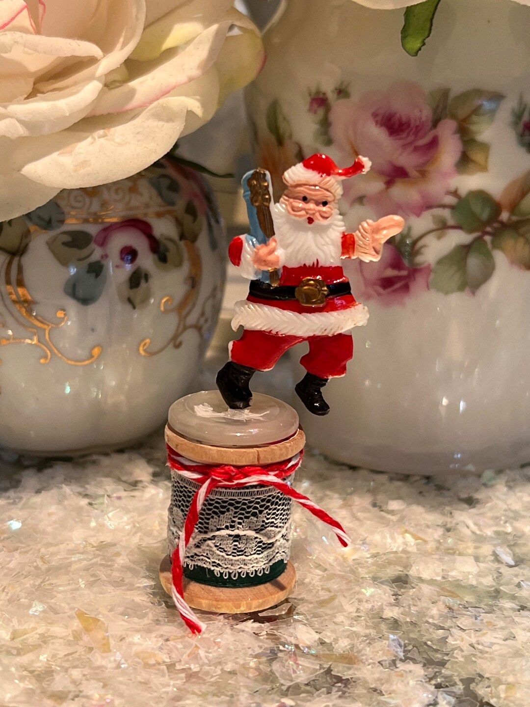 Santa on a Vintage Spool - Etsy