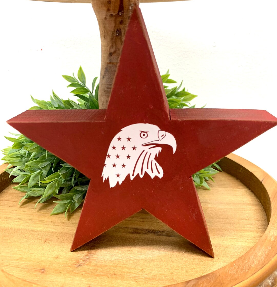 Patriotic Tiered Tray Decor, Rustic Patriotic Decor, Independence Day ...