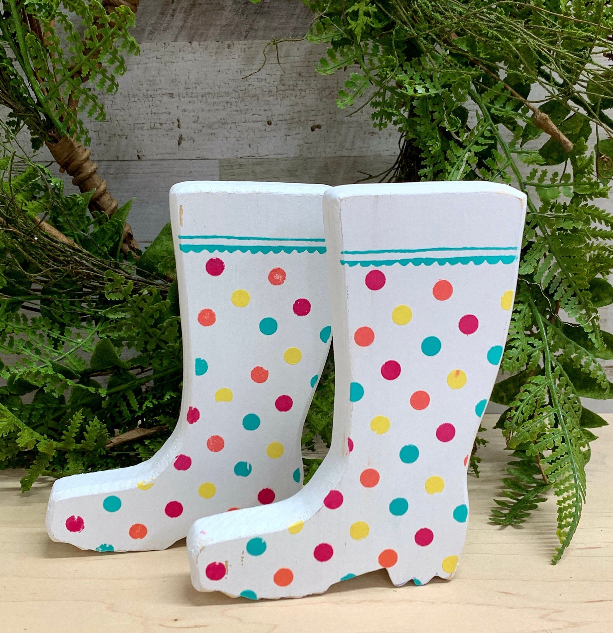 Wood Rain Boots Spring Tiered Tray Decor - Etsy