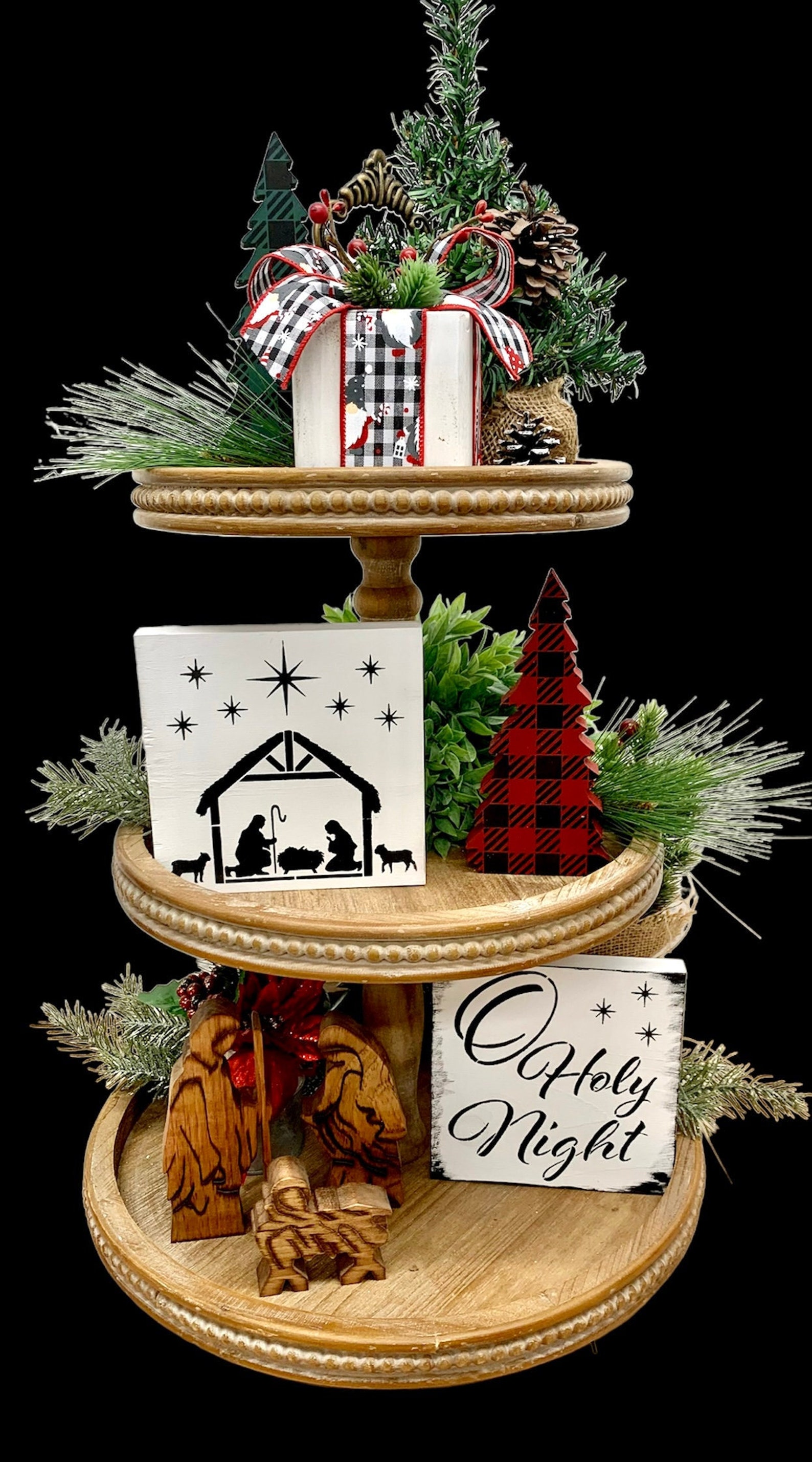 Christmas Nativity Scene Christmas Wood Nativity Tiered Tray - Etsy