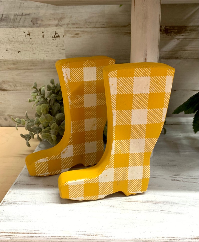 Wood Rain Boots Spring Tiered Tray Decor - Etsy
