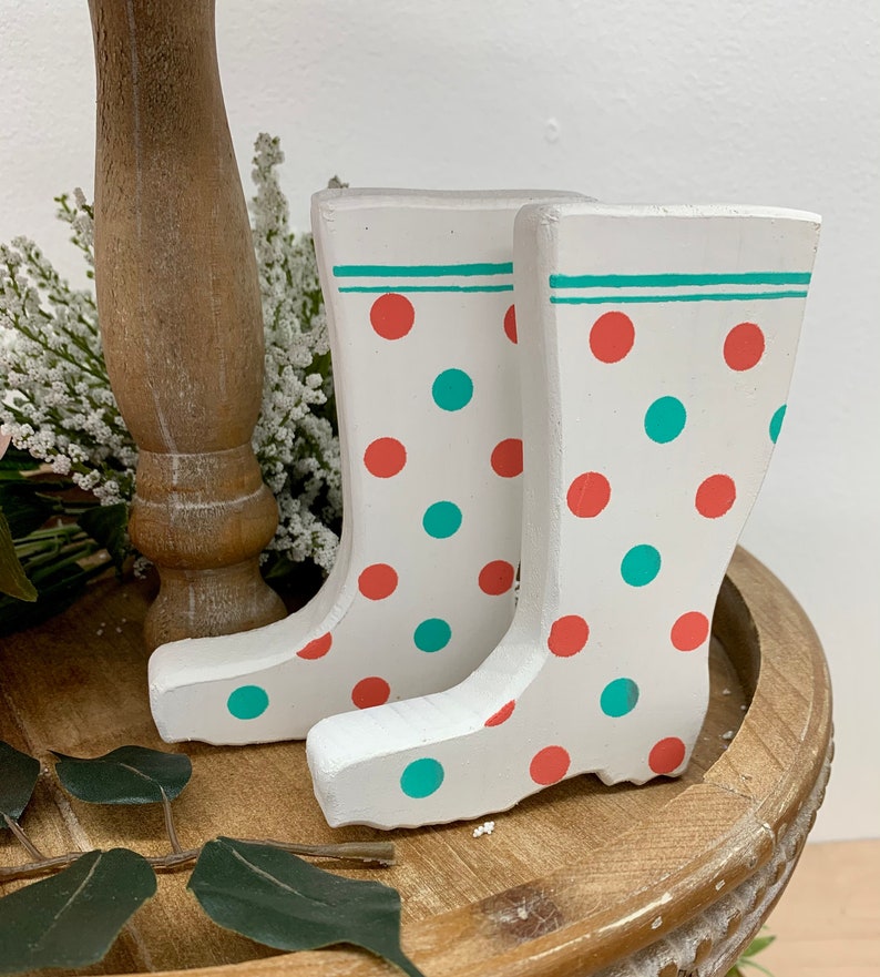 Wood Rain Boots Spring Tiered Tray Decor - Etsy