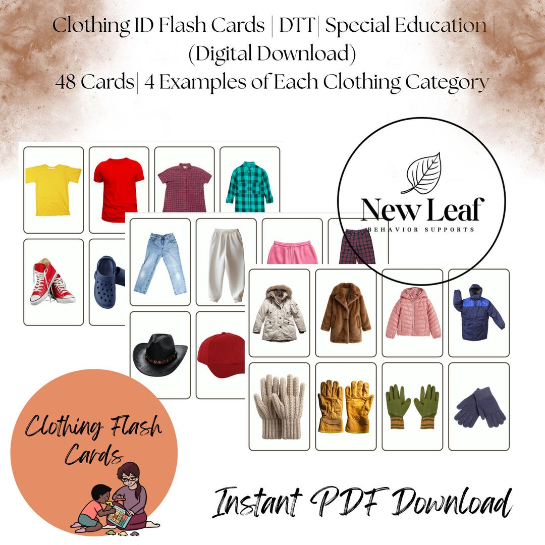 Clothing ID Flash Cards | DTT| Special Education - Etsy