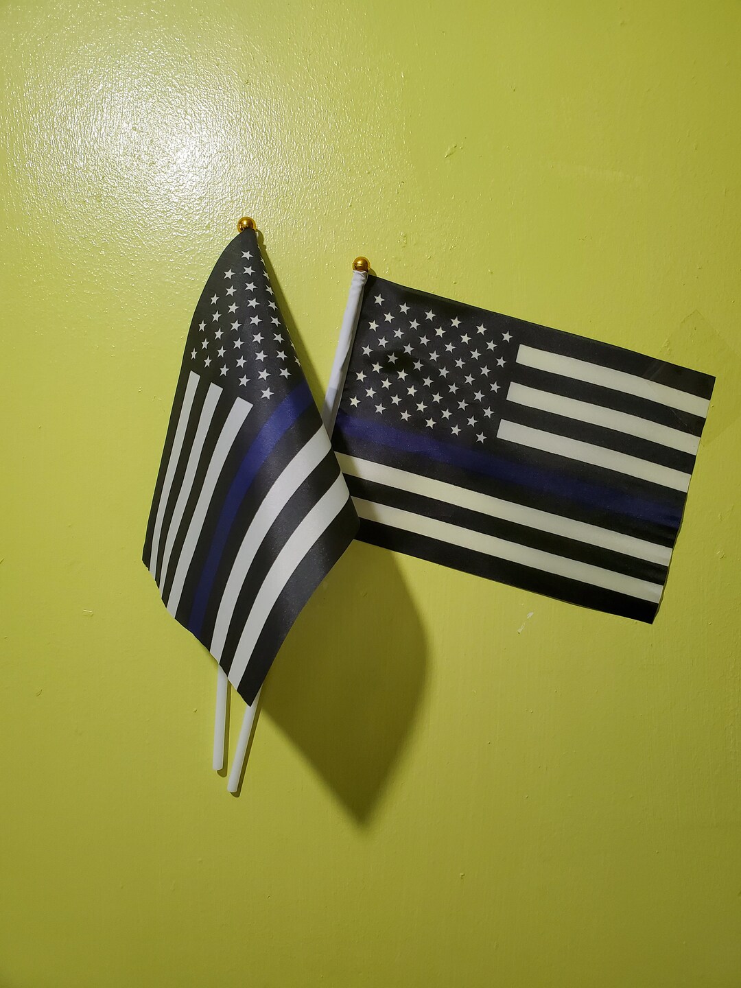 Mini Police Flag Sticks (set of 2), Hand Held Police Flags-(support ...