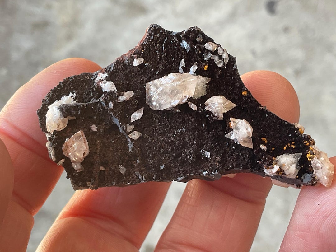 46g Clear Diamond Calcite on Black Siderite With Red Hematite 2A - Etsy ...