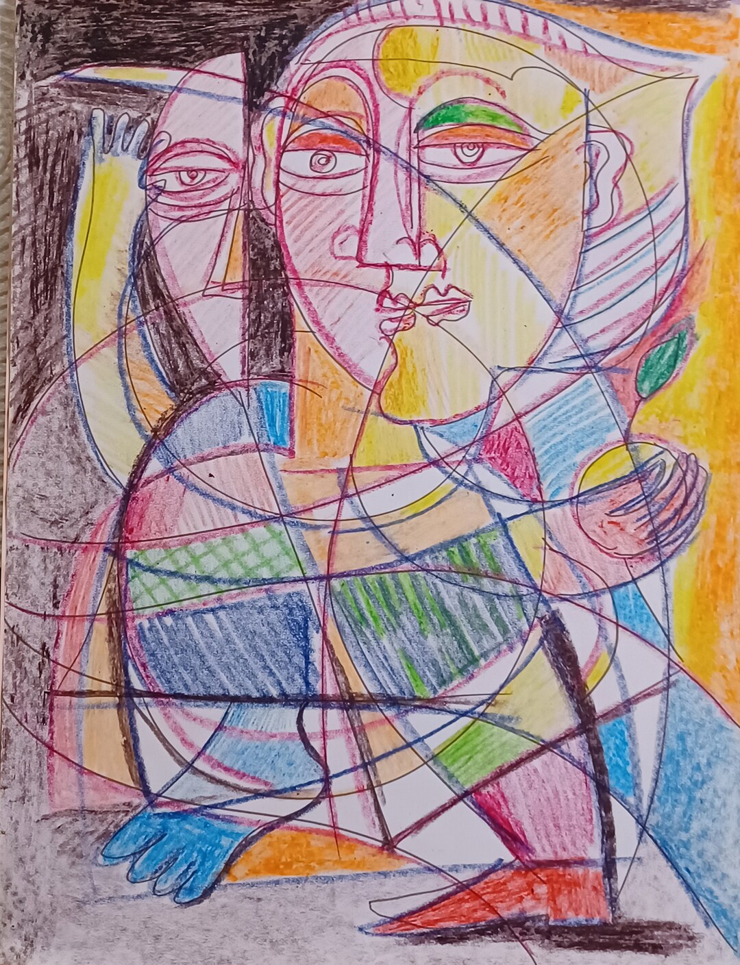 Original Painting, Cubism Picasso Style Cubist Art " Running Man ...