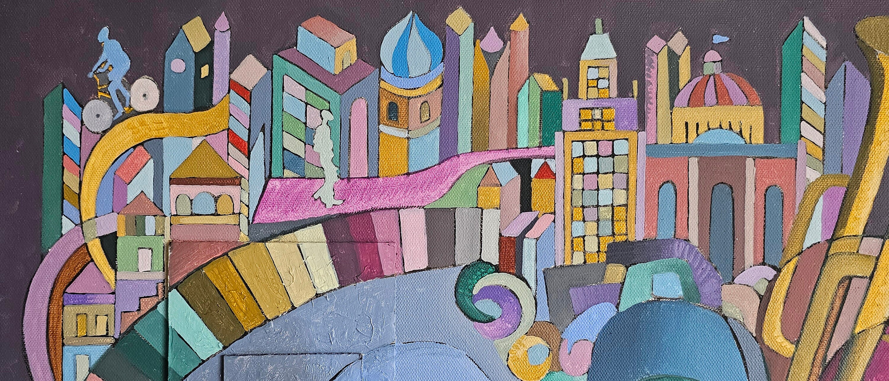 Large 3D Painting, Original Art, Cubism Song for You 36 X 24 Inch, Oil ...