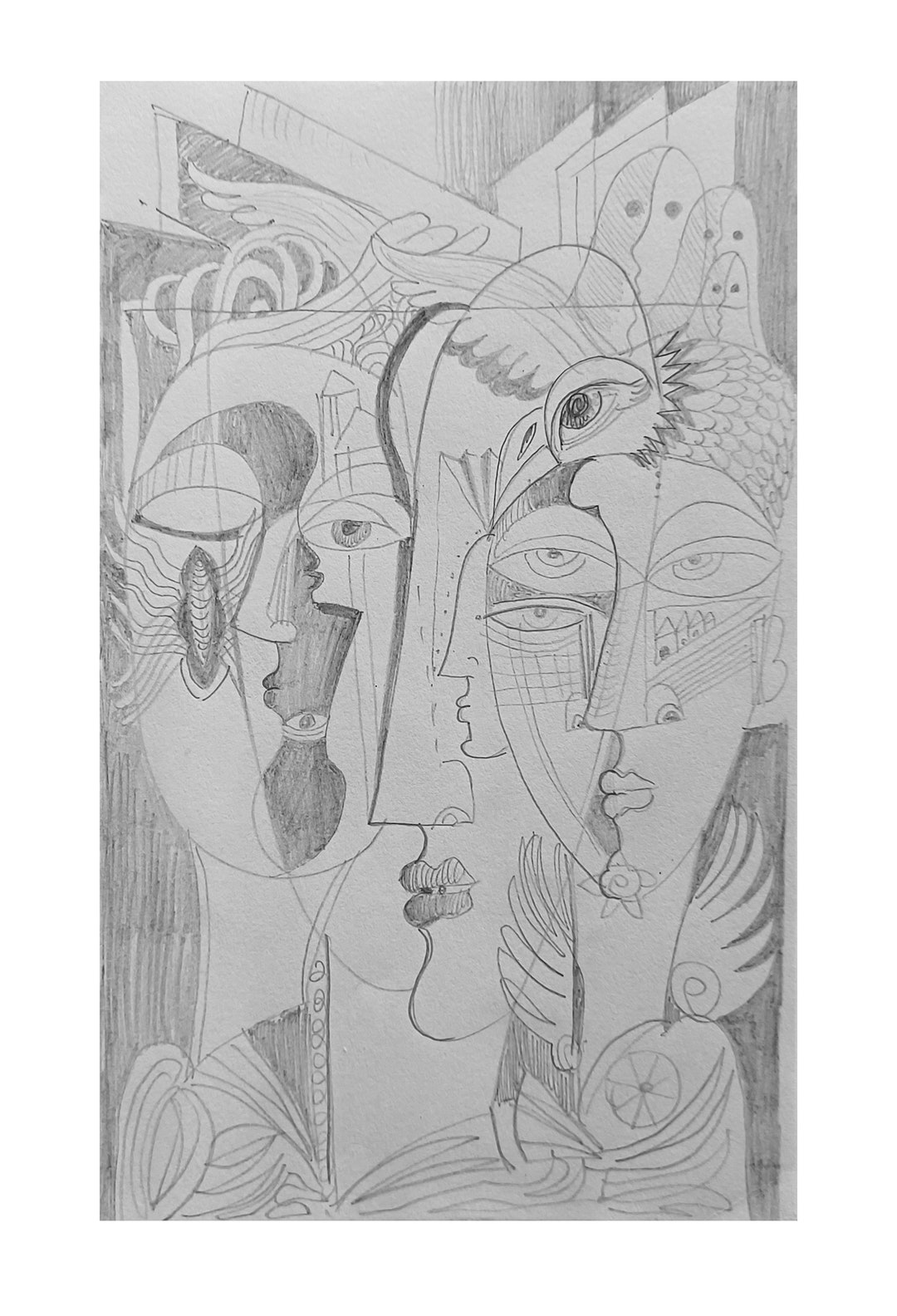 Original Painting, Cubism Picasso Style Cubist Art Conversation ...