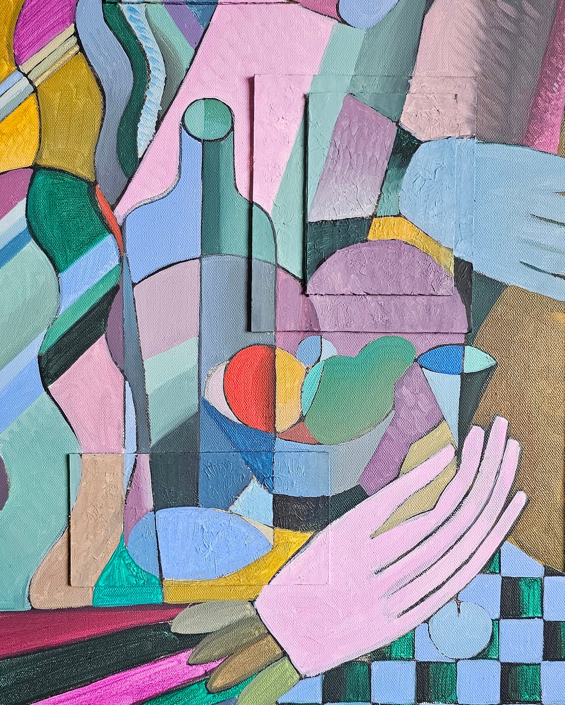 Large 3D Painting, Original Art, Cubism Song for You 36 X 24 Inch, Oil ...