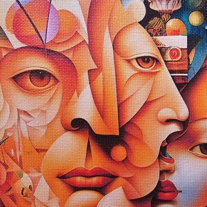 3D Art Print, Wall Art, Cubism " Multifaceted Man " 9 X 7 Inch, Canvas ...