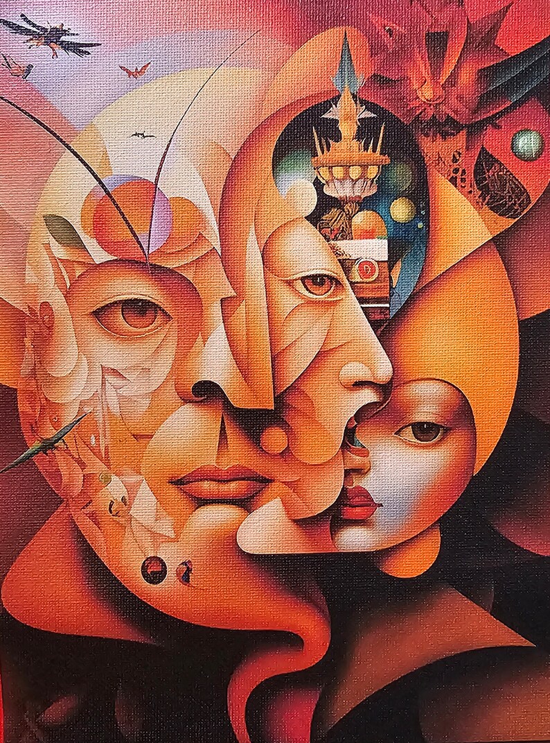 3D Art Print, Wall Art, Cubism " Multifaceted Man " 9 X 7 Inch, Canvas ...