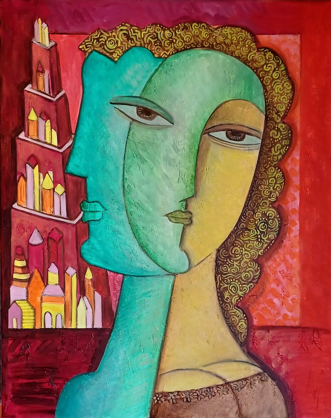 Large Print on Canvas Cubist Painting. Picasso Style. - Etsy