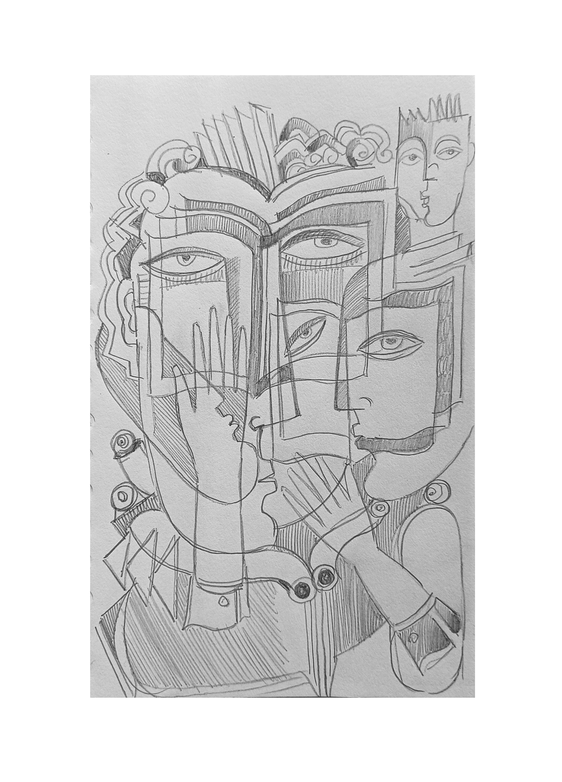 Original Painting, Cubism Picasso Style Cubist Art the Reader Original ...