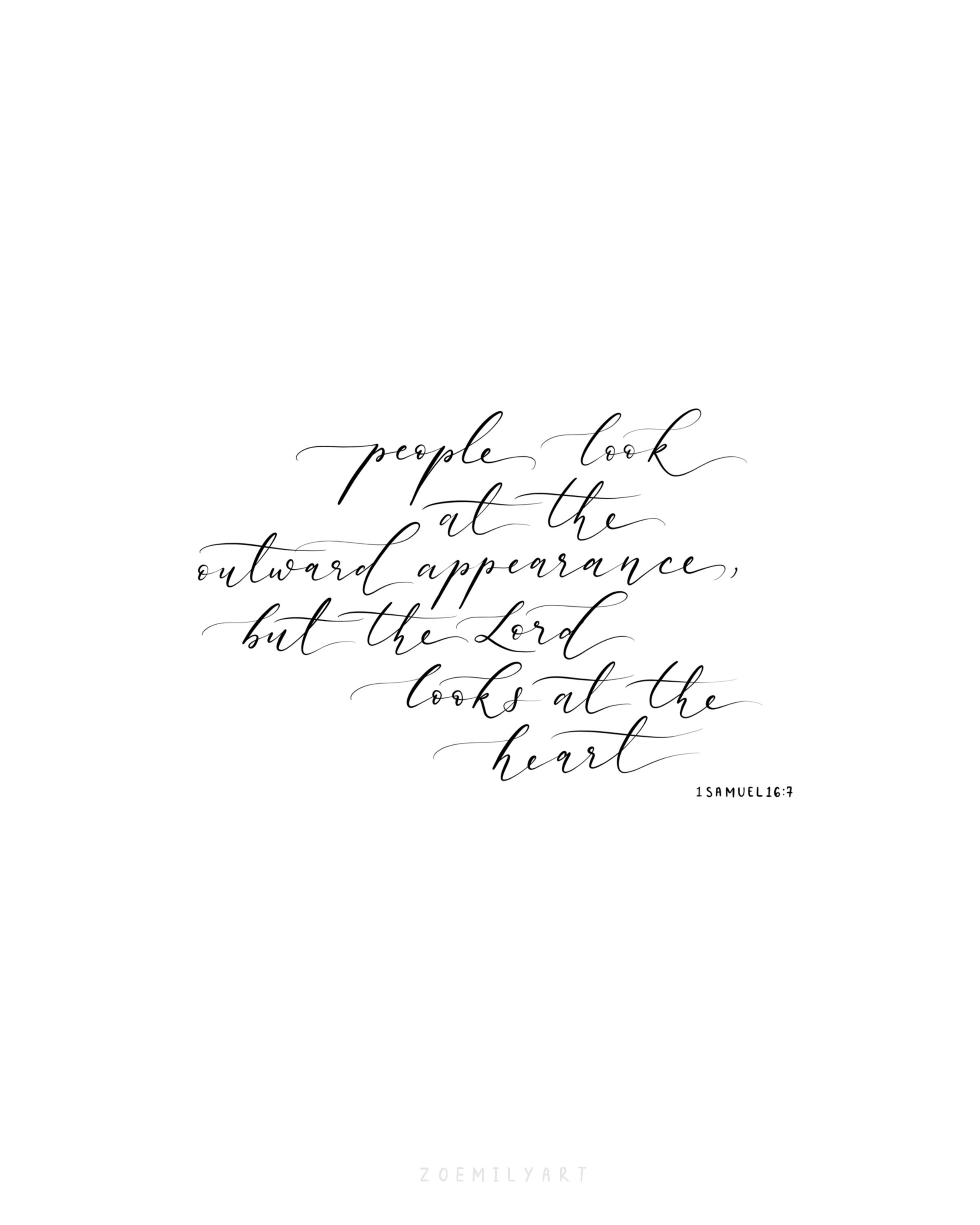 1 Samuel 16:7 Digital Download Bible Verse Lettering Faith Print ...