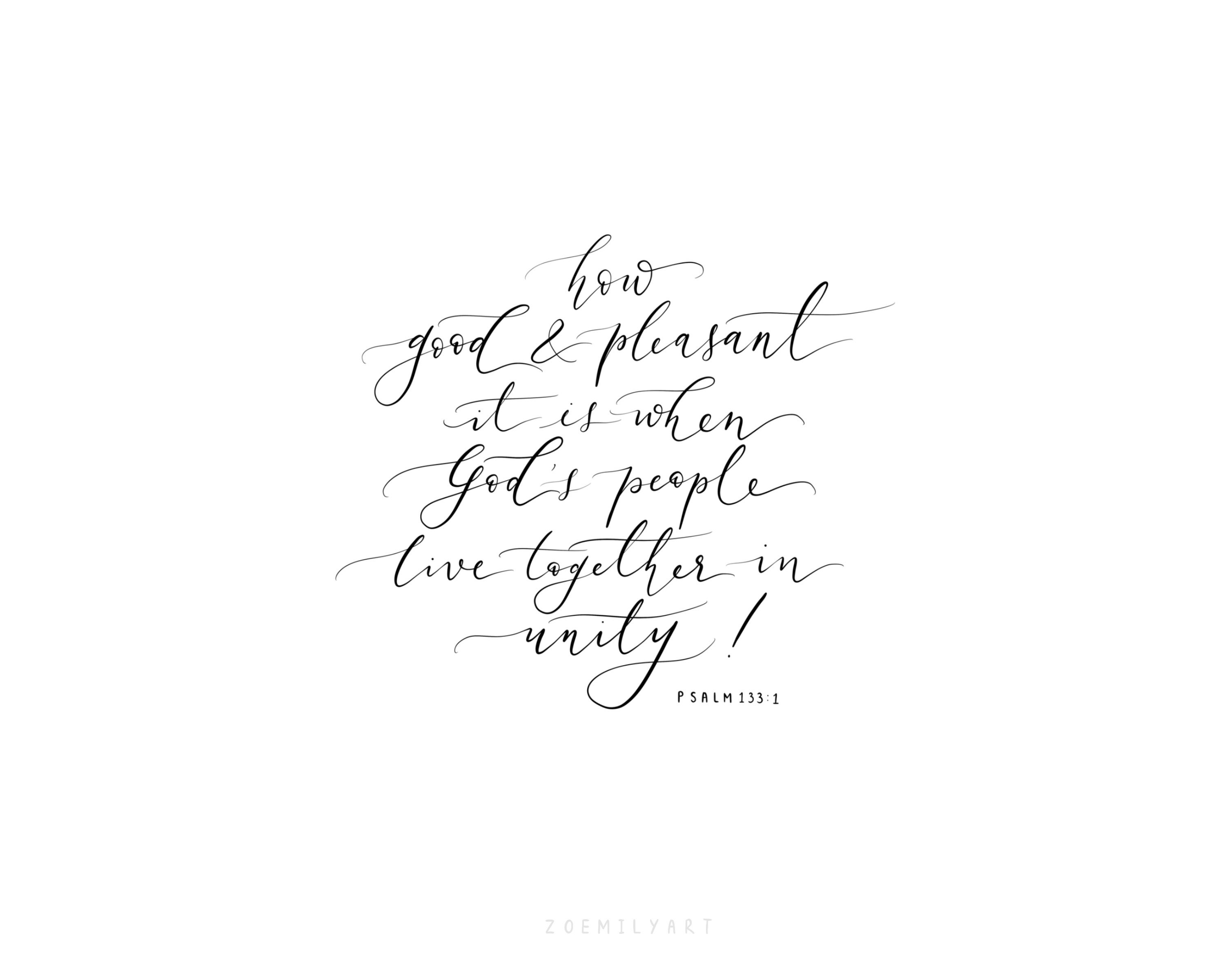 Psalm 133:1 | Digital Download | Bible Verse | Lettering | Faith Print ...
