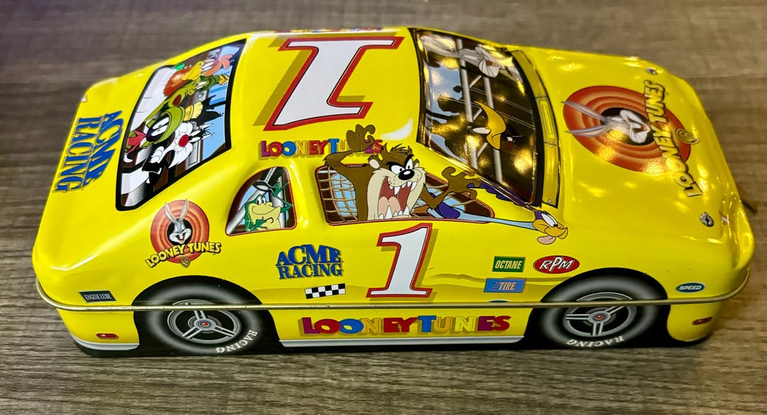 Looney Tunes Tin Race Car Storage Tin Bugs Bunny Daffy Duck Foghorn ...