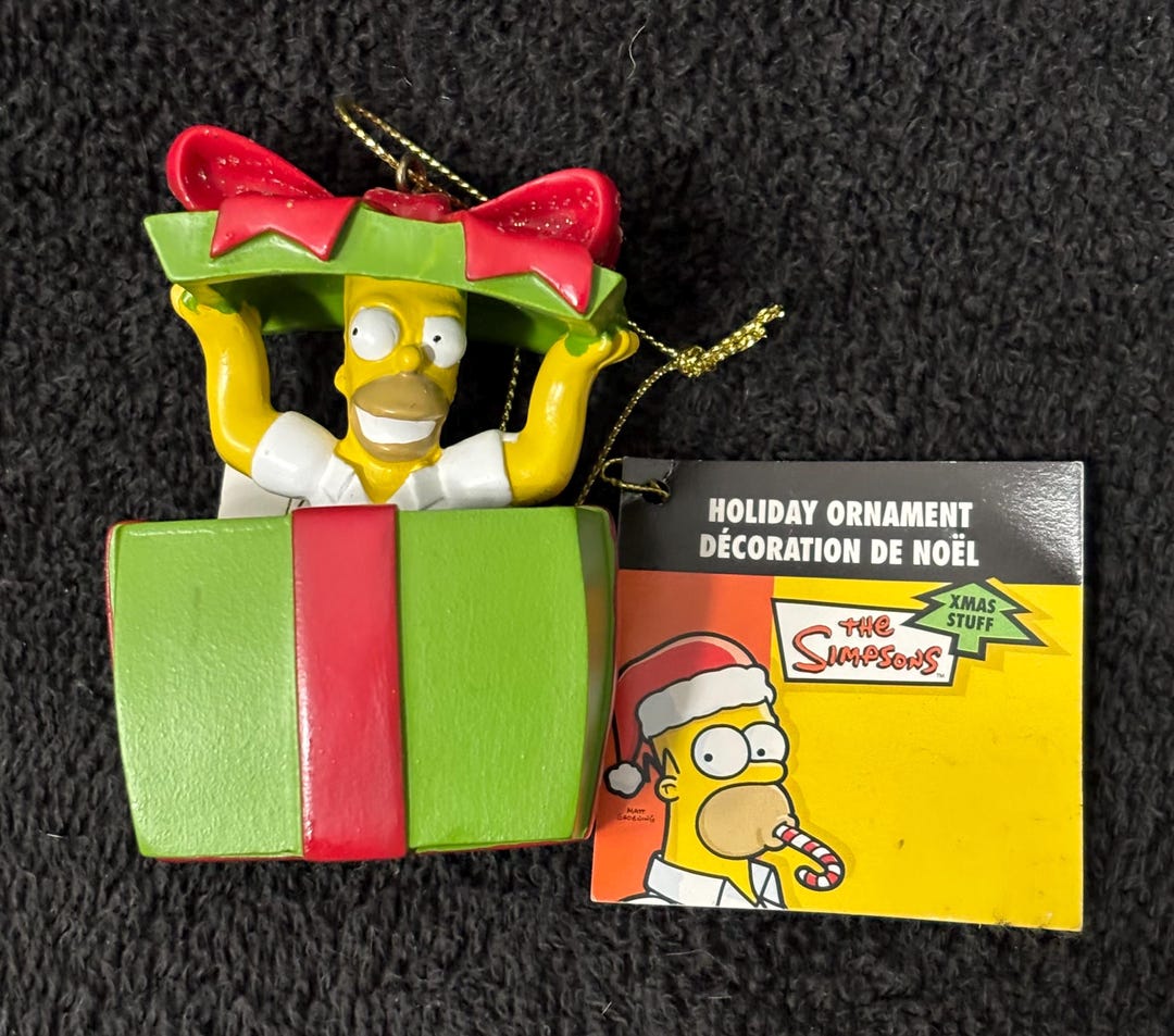 Vintage the Simpsons Homer Simpson Popping Out of a Gift Box Christmas ...