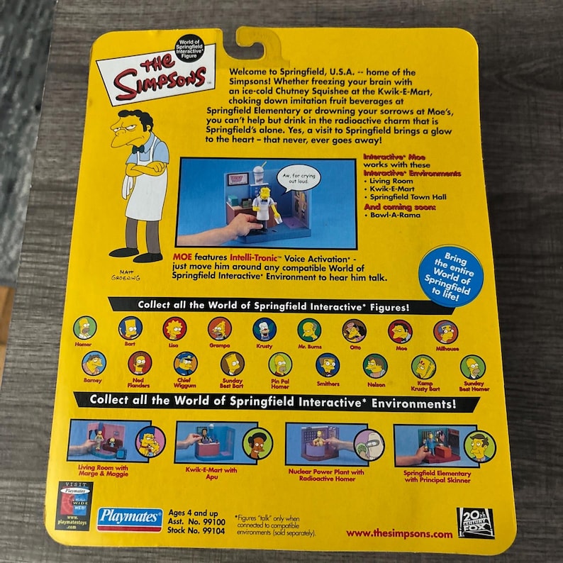 The Simpsons Playmates WOS Moe Szyslak the Bartender Interactive Figure ...