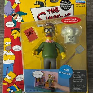 The Simpsons Playmates WOS Ned Flanders Interactive Figure New on Card ...