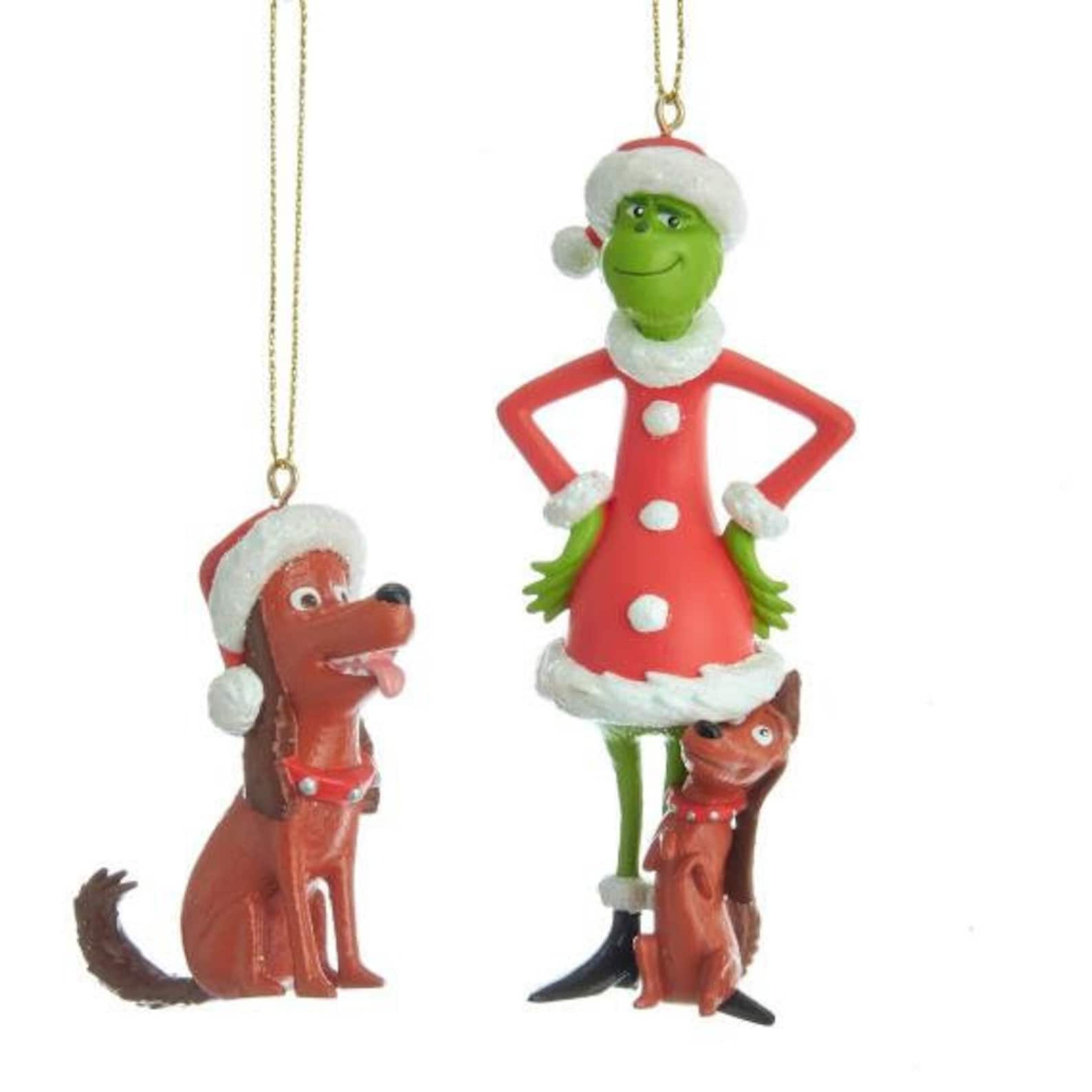 Dr Seuss the Grinch and Max Christmas Ornament Set of 2 Santa Grinch ...