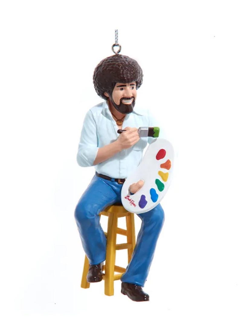 Bob Ross on Stool Painting Fully Figural Christmas Ornament New W Tags ...