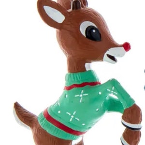 Rudolph the Red Nosed Reindeer Ugly Sweater Christmas Ornament New With ...