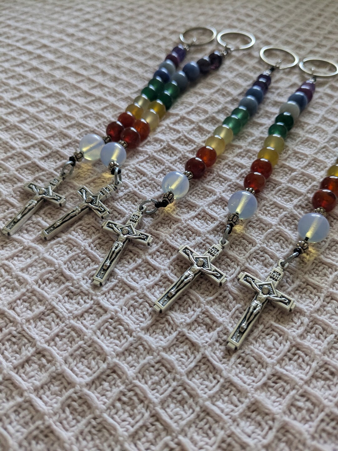 Rainbow One-decade Rosary Keychain - Etsy