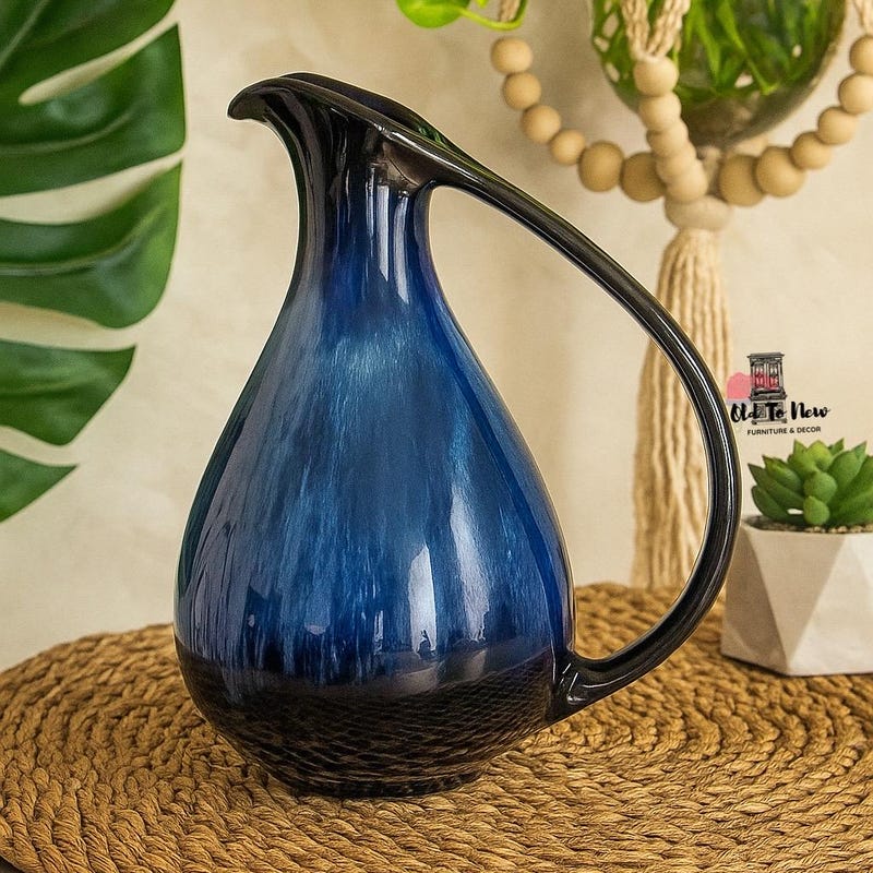 Blue Ceramic Pitcher - Etsy