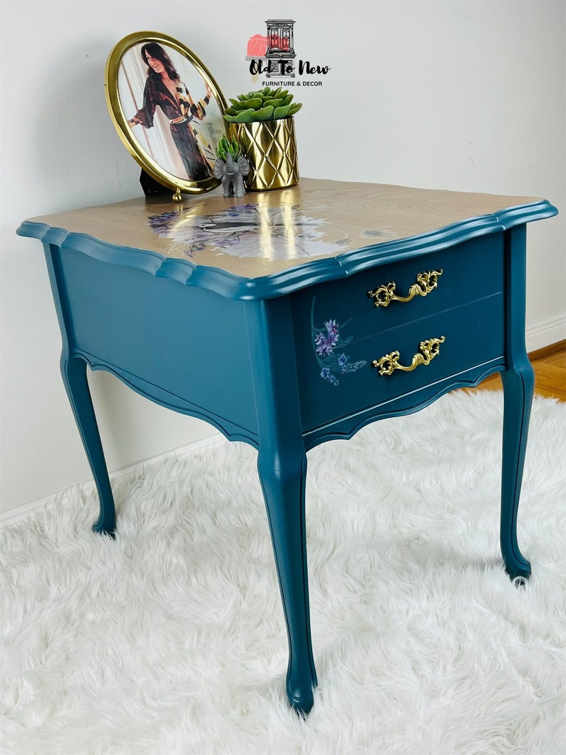 Blue French Provincial End Table Painted With Fusion Mineral Paint ...