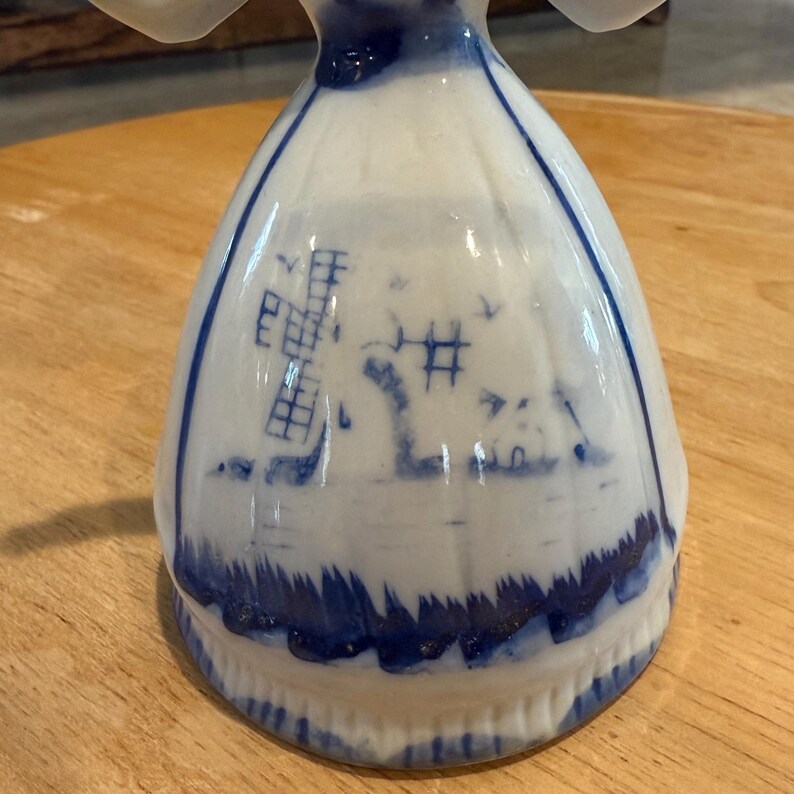 Vintage Delft Blue Dutch Milkmaid Figurine & Bell. Hand Painted Cobalt ...