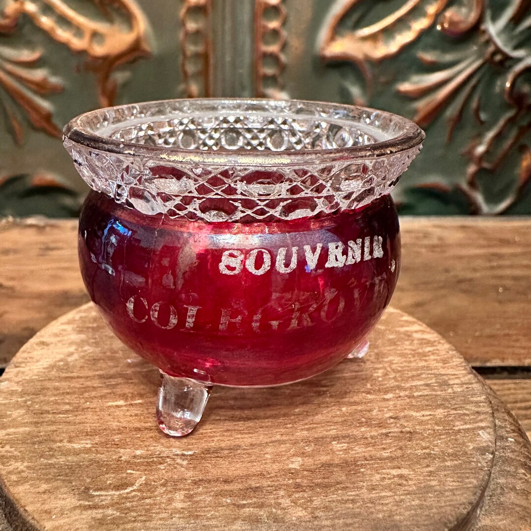 Vintage Ruby Flash Glass Souvenir Cut Glass Toothpick Holder - Etsy