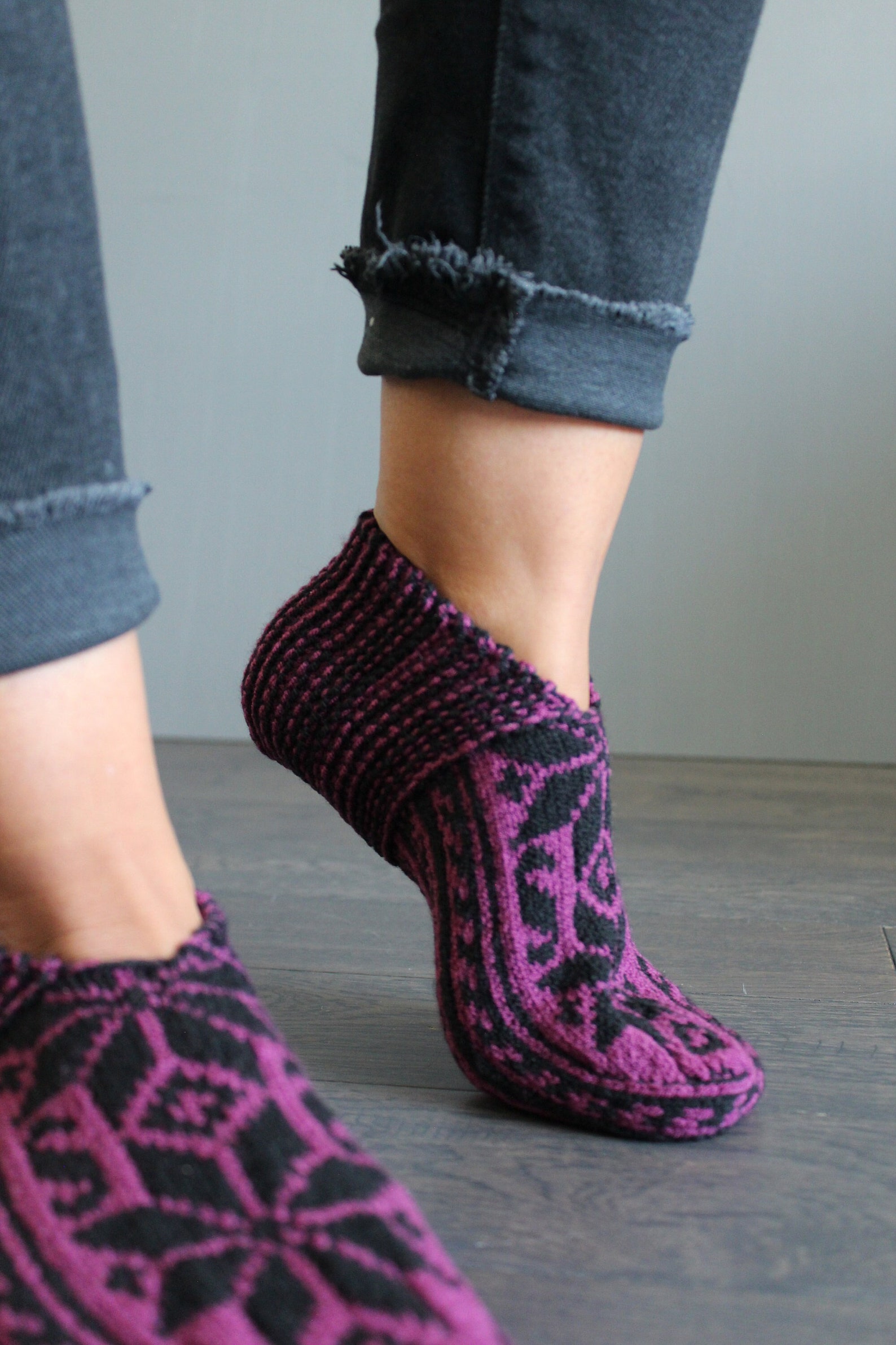 Hand Knit Slippers| Seamless Scandinavian Slipper Socks| Christmas Gift ...
