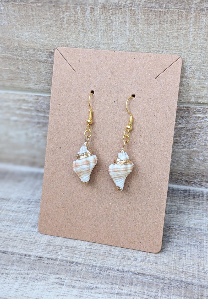 Tropical Shell Earrings. Pink and Gold Shell Earrings. Tropical ...