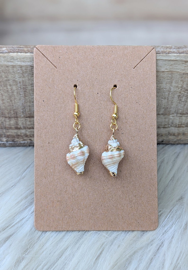 Tropical Shell Earrings. Pink and Gold Shell Earrings. Tropical ...