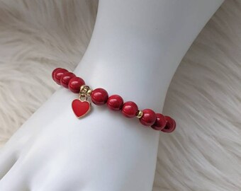 Red Heart Bracelet | Etsy