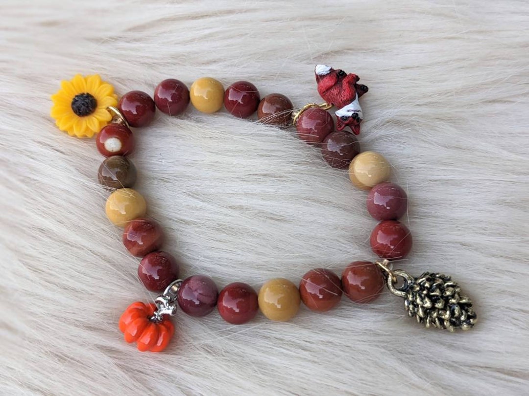 Fall Charm Bracelet. Mookaite Jasper Charm Bracelet. Fall Bracelet ...