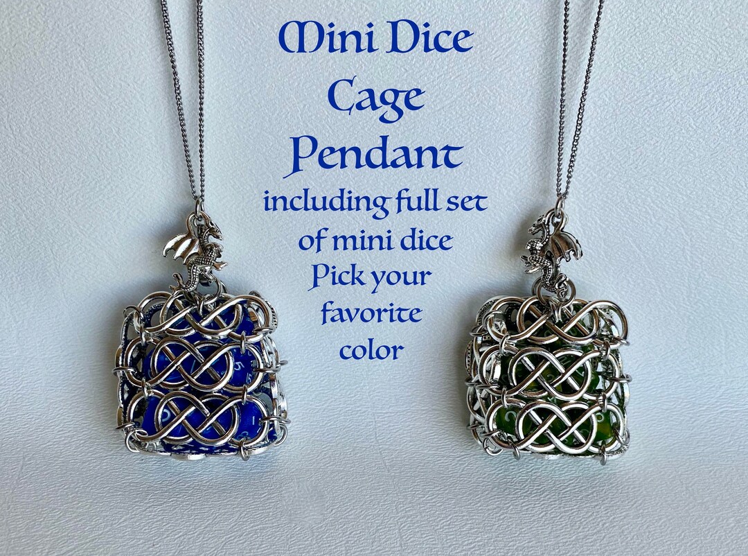 D20 Dice Set mini Pendant Cage-d20 Pendant Necklace-mini Polyhedral ...