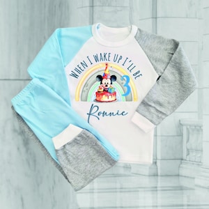 When I Wake up I'll Be Personalised RAINBOW Minnie Micky Mouse PJ'S ...