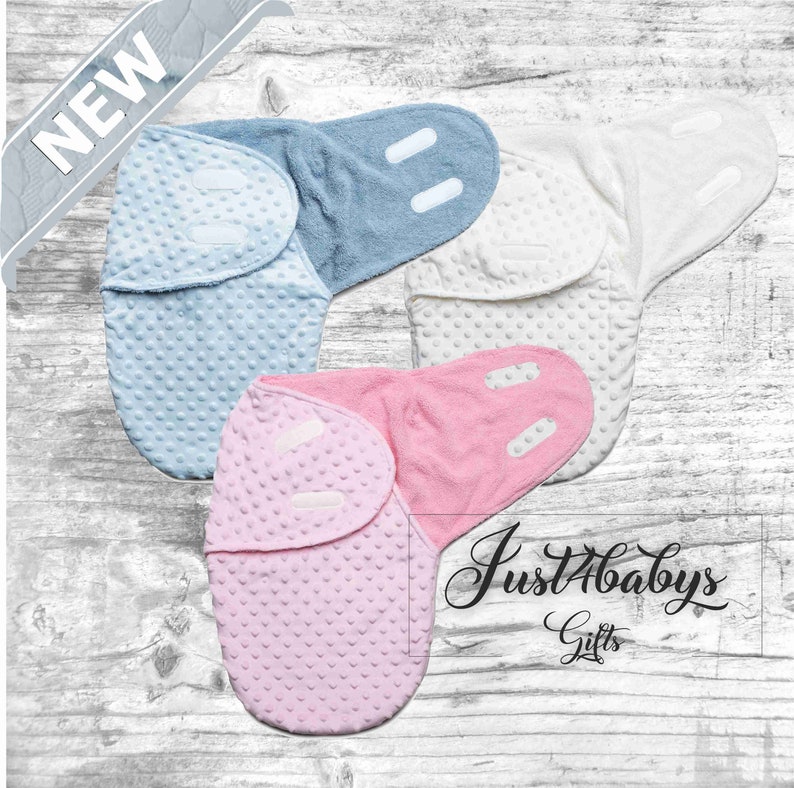 Personalised / Plain Baby's Dimple Swaddle Wrap Carrier Nb-3months 3 ...