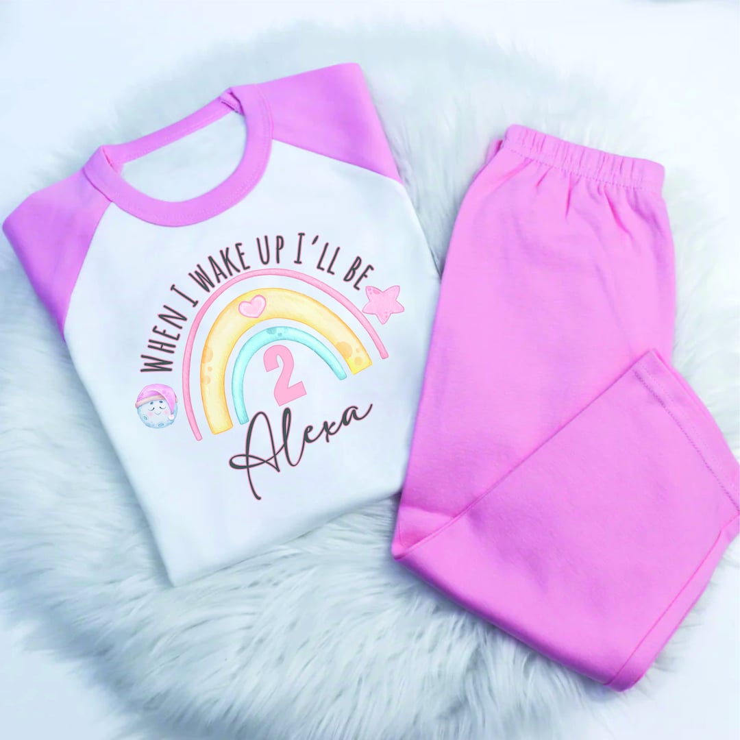 When I Wake up I'll Be Personalised RAINBOW Moon Stars Pj's/short Sets ...