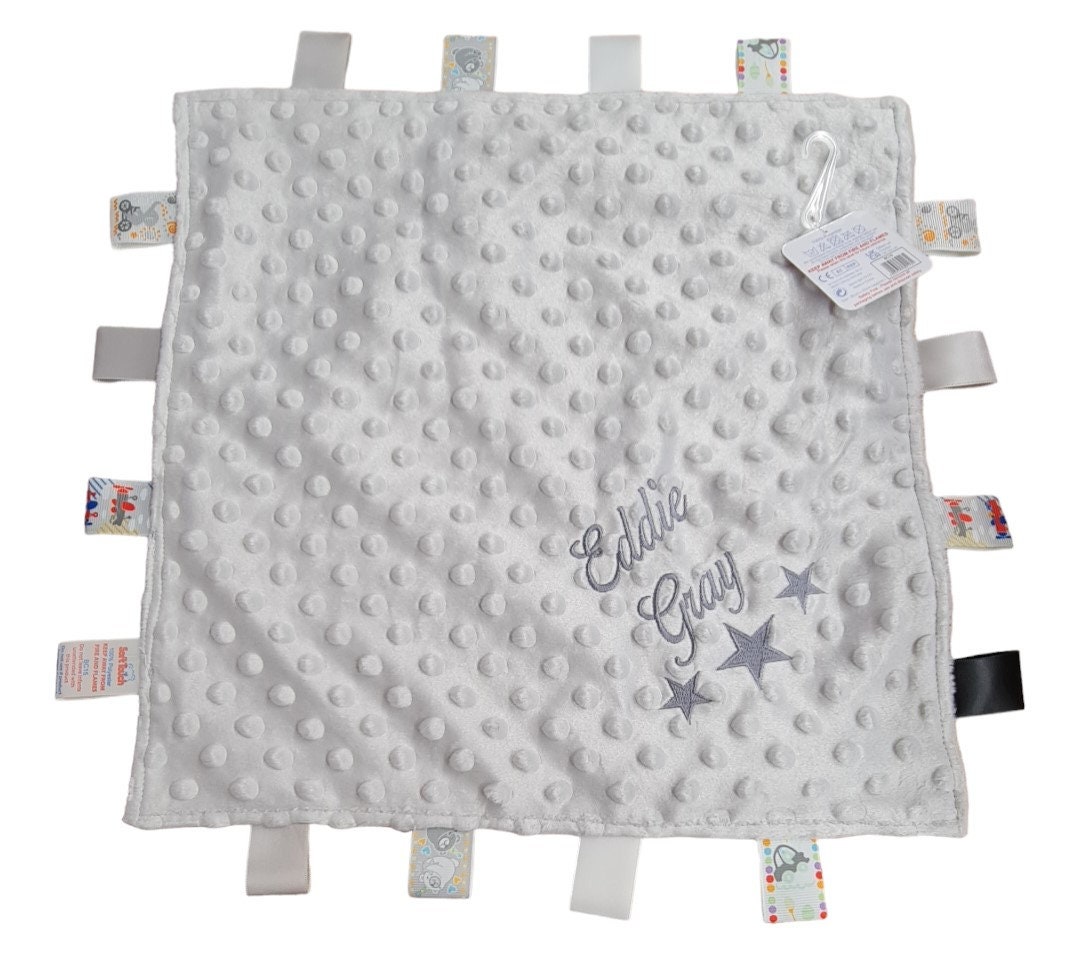 Personalised Baby Soft Dimple 3 STAR DESIGN Comforter Taggy Taggie Tag ...