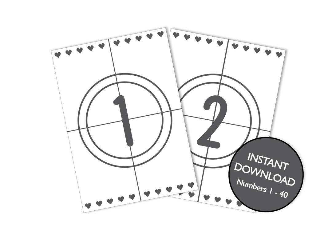 DIGITAL FILE Cinema Table Numbers Instant Download - Etsy