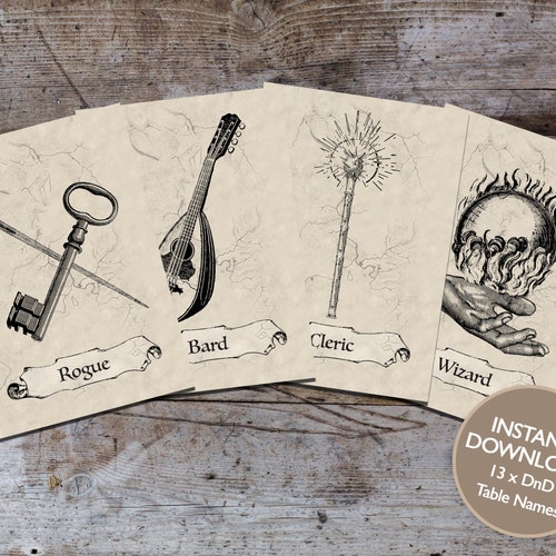 DIGITAL FILE Dungeons & Dragons Classes Table Names Instant - Etsy