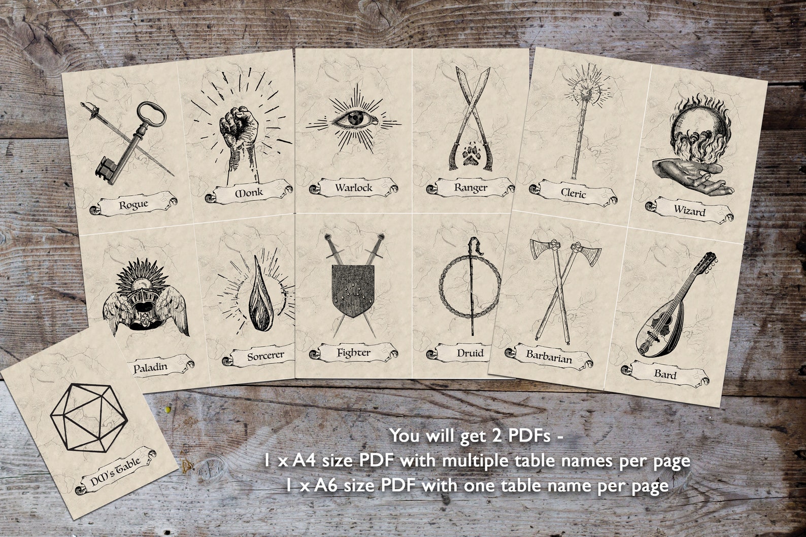 DIGITAL FILE Dungeons & Dragons Classes Table Names Instant Download - Etsy