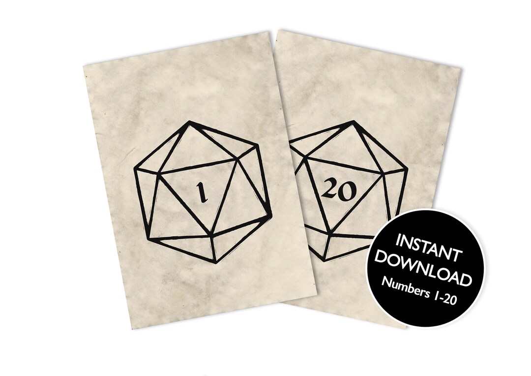 DIGITAL FILE Dungeons & Dragons D20 Table Numbers Instant Download - Etsy
