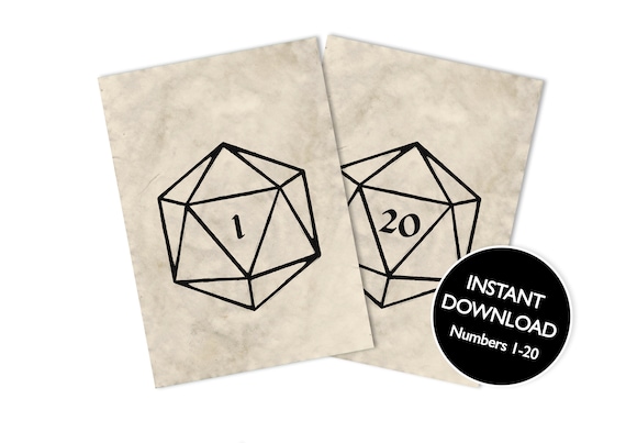 DIGITAL FILE Dungeons & Dragons D20 Table Numbers Instant - Etsy
