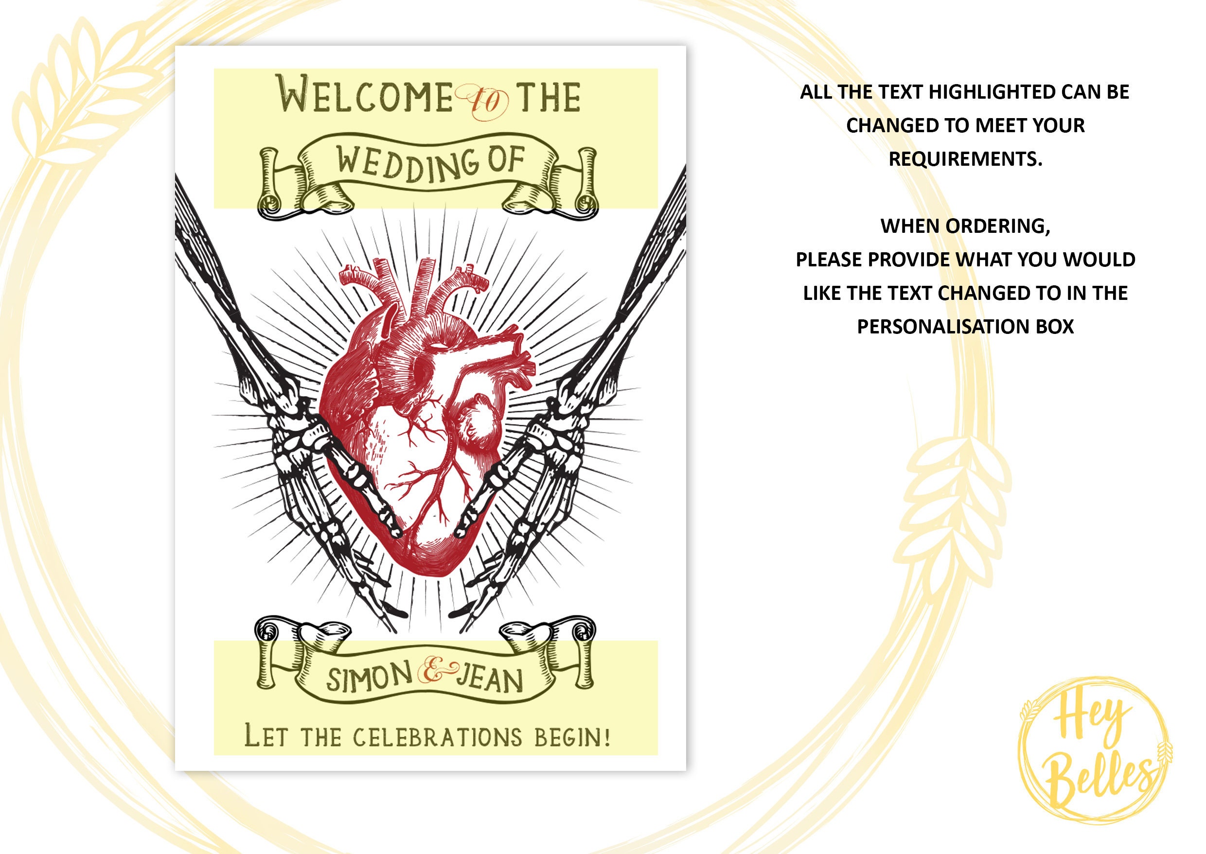 DIGITAL FILE Heart & Skeleton Welcome Sign / Poster Wedding - Etsy UK